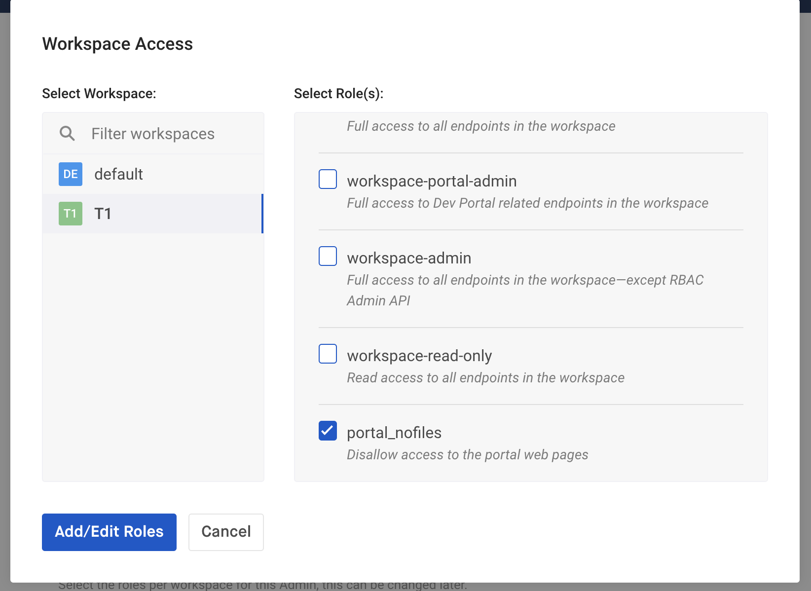 How do I further restrict an "devops admin role" to disallow access to portal files