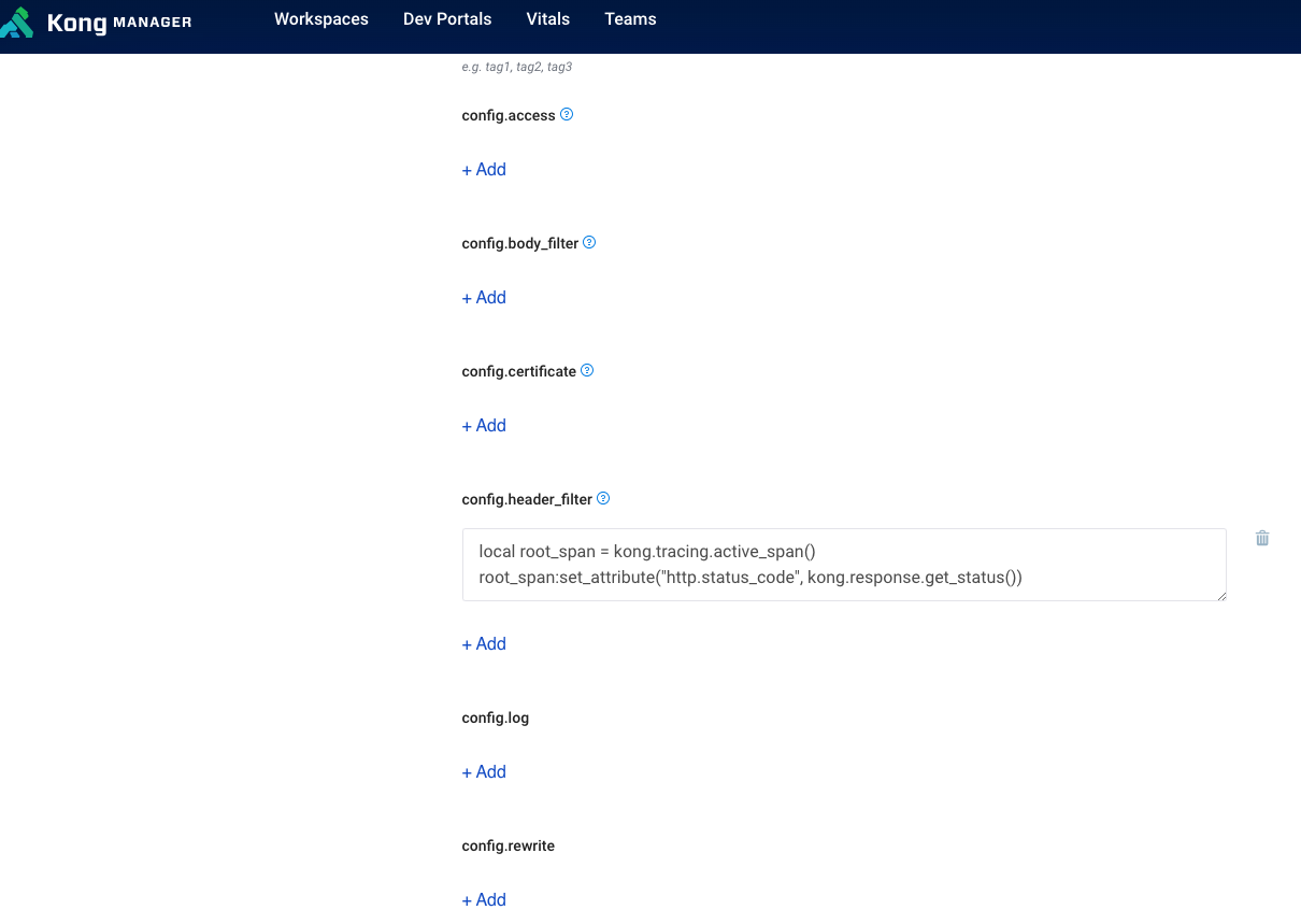 how to add status code to tracing spans with OpenTelemetry plugin